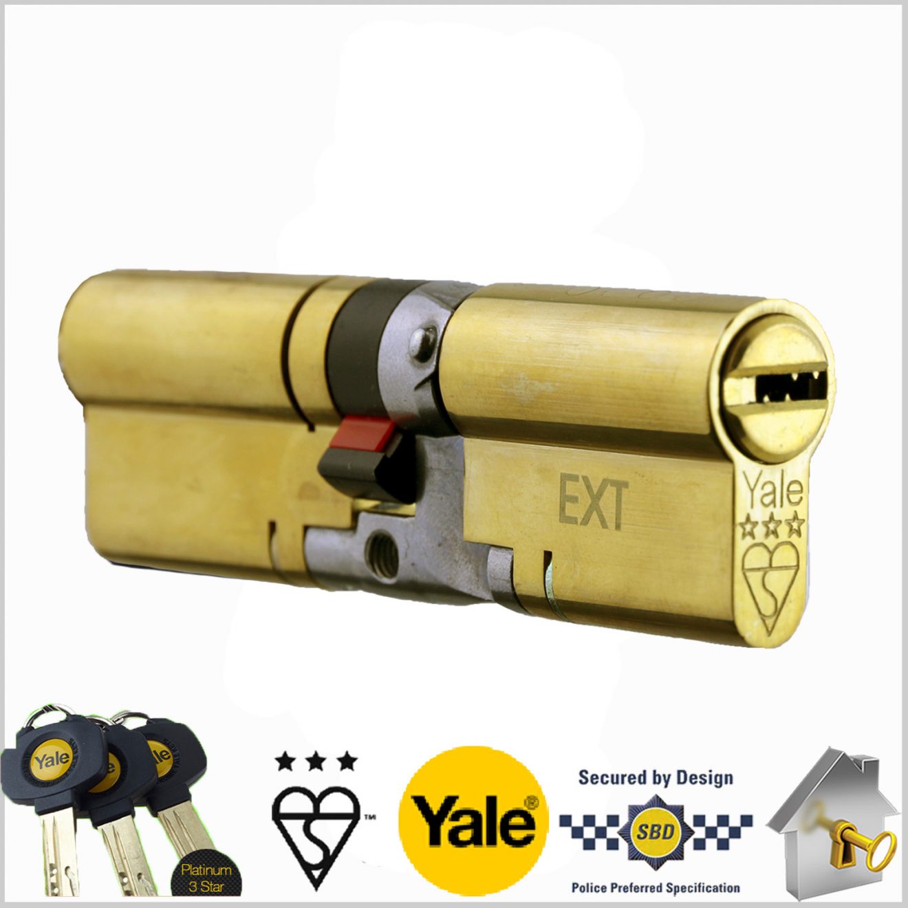 3* Yale Platinum Cylinder (Key-Key) - Vault Nw
