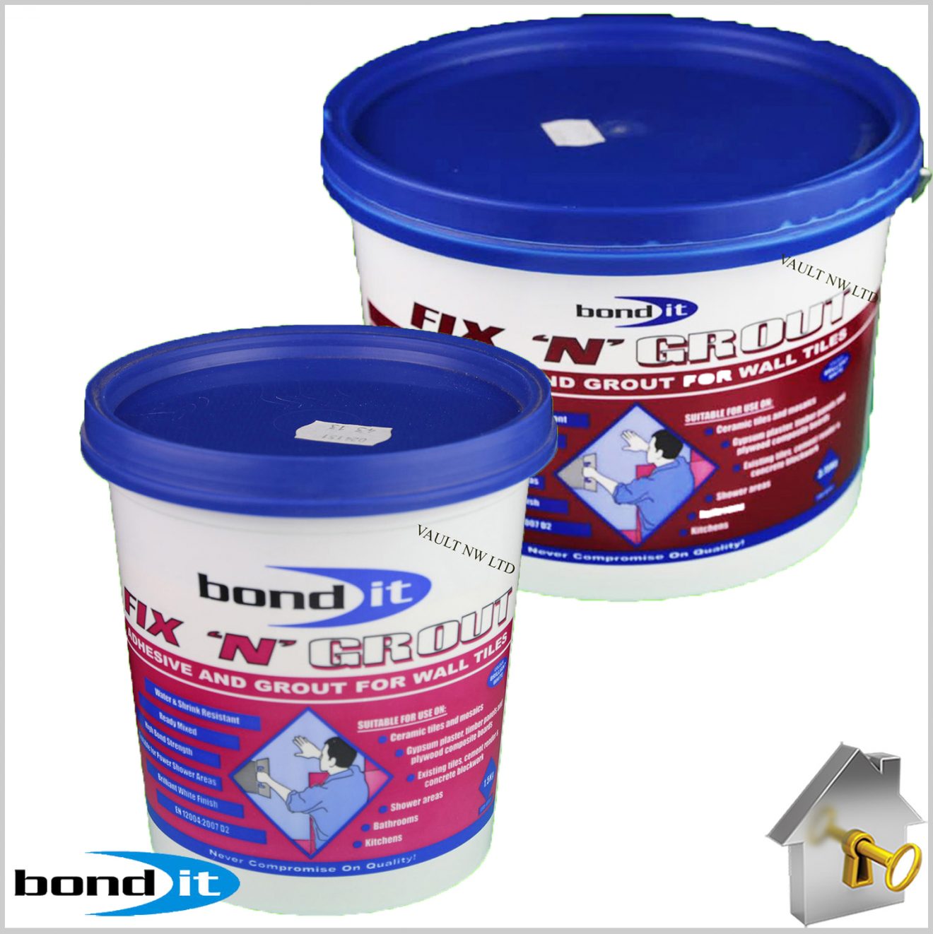 Fix 'N' Grout - White - Bond It - Adhesive and Grout for Wall Tiles ...