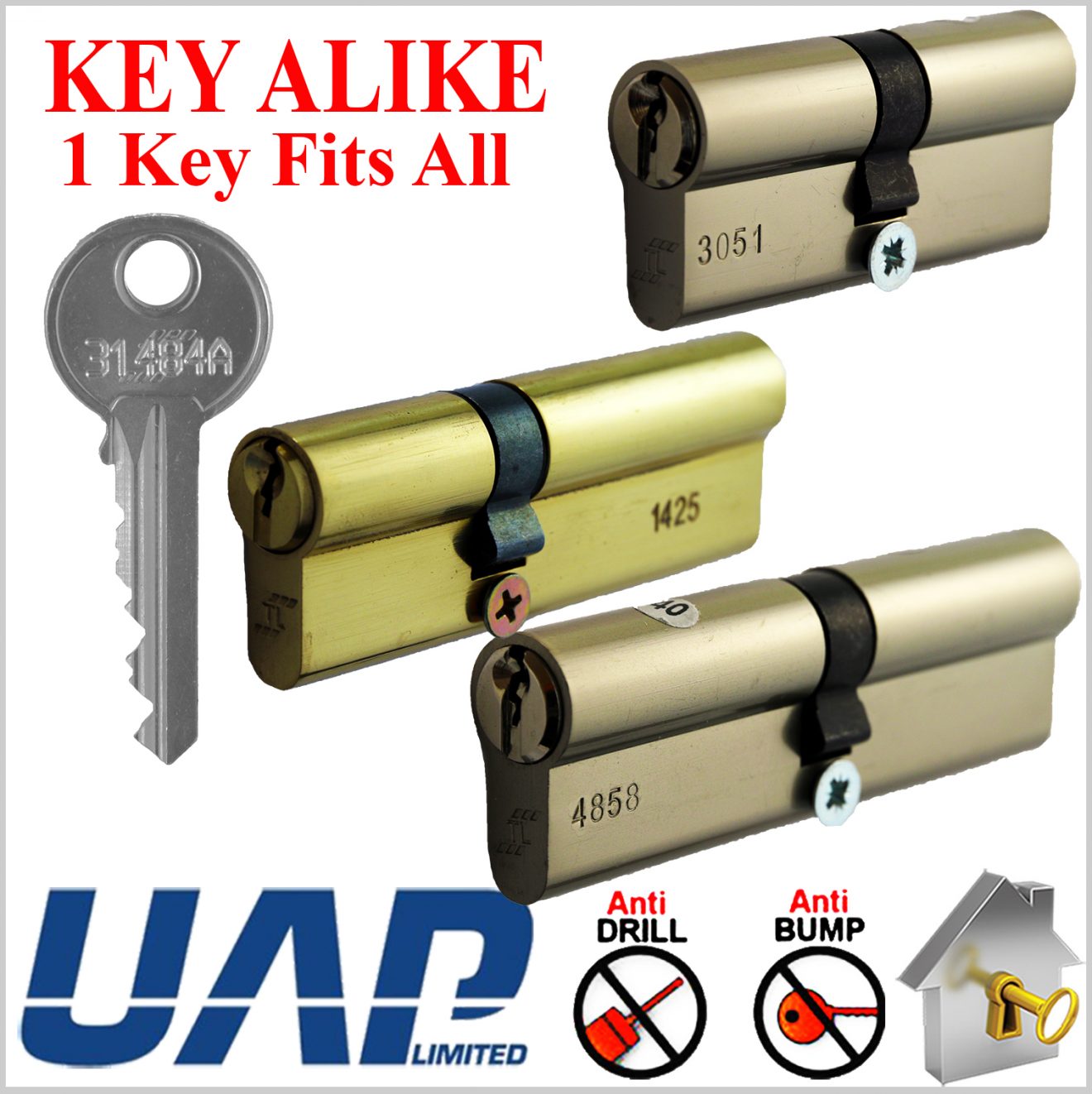 Keyed Alike Euro Cylinder Variable Cylinder Size Combinations Extra ...