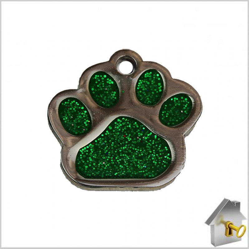 Personalised Engraved Glitter Paw Print Dog Tag - Vault Nw