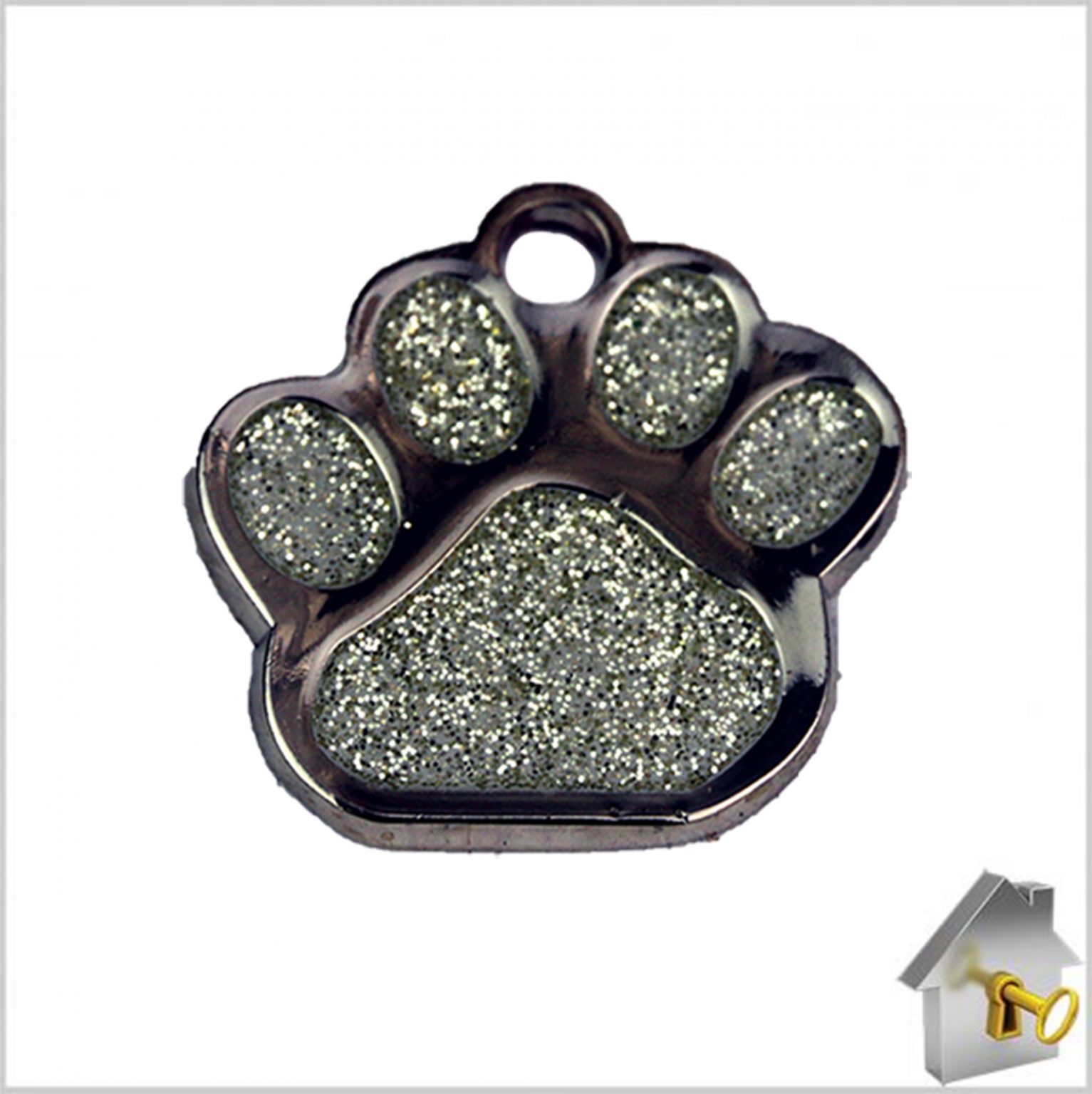 Personalised Engraved Glitter Paw Print Dog Tag - Vault Nw