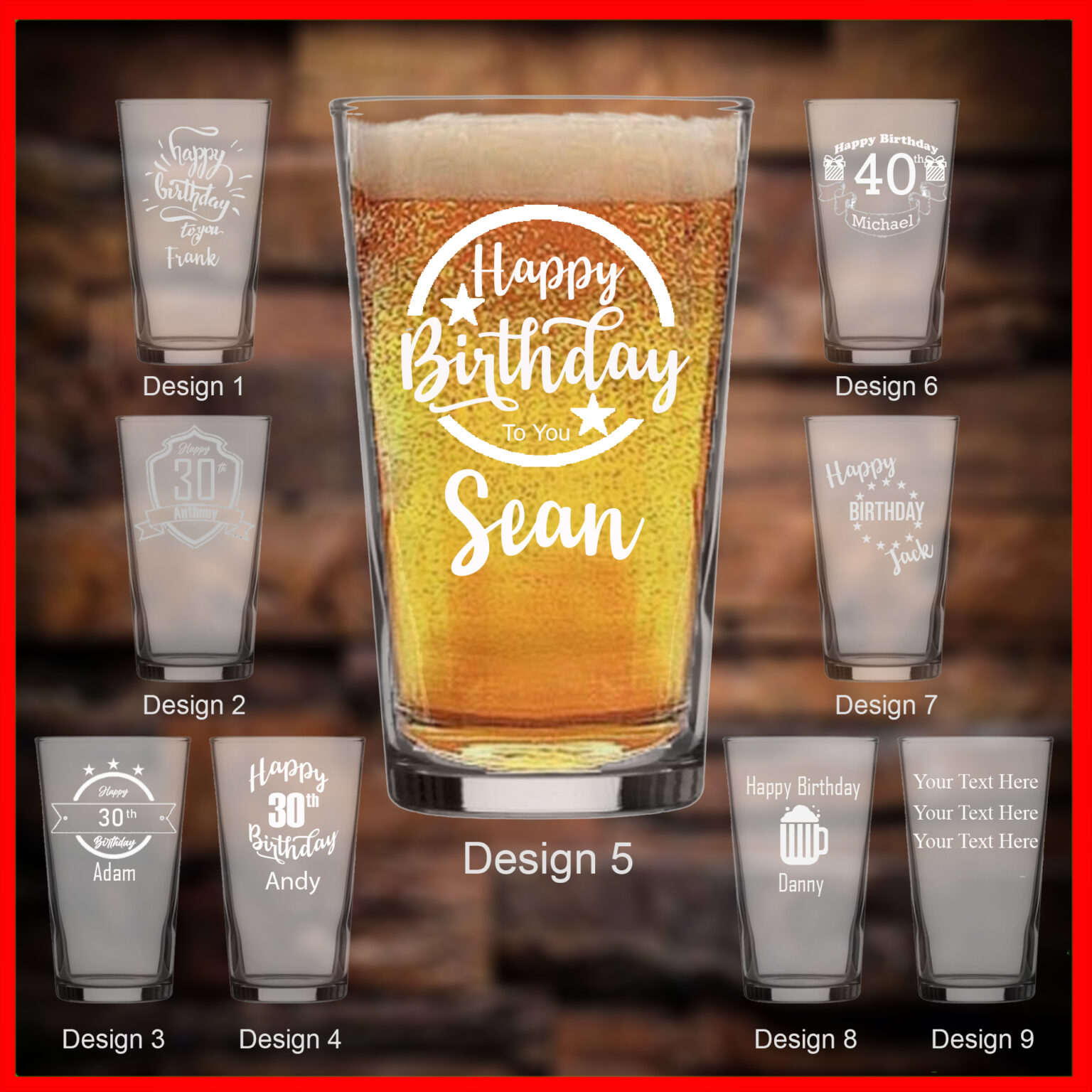 Personalised Engraved Conical Pint Glass Gift Birthday Gifts Present ...