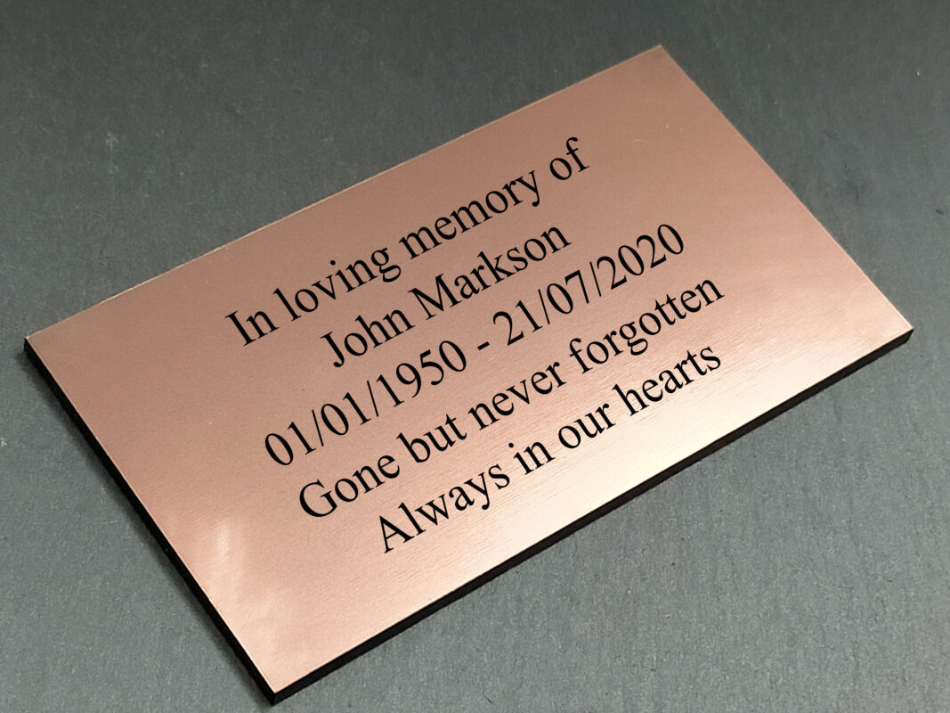 Engraved Memorial Plaque Personalised Copper/Silver/Gold Effect ...