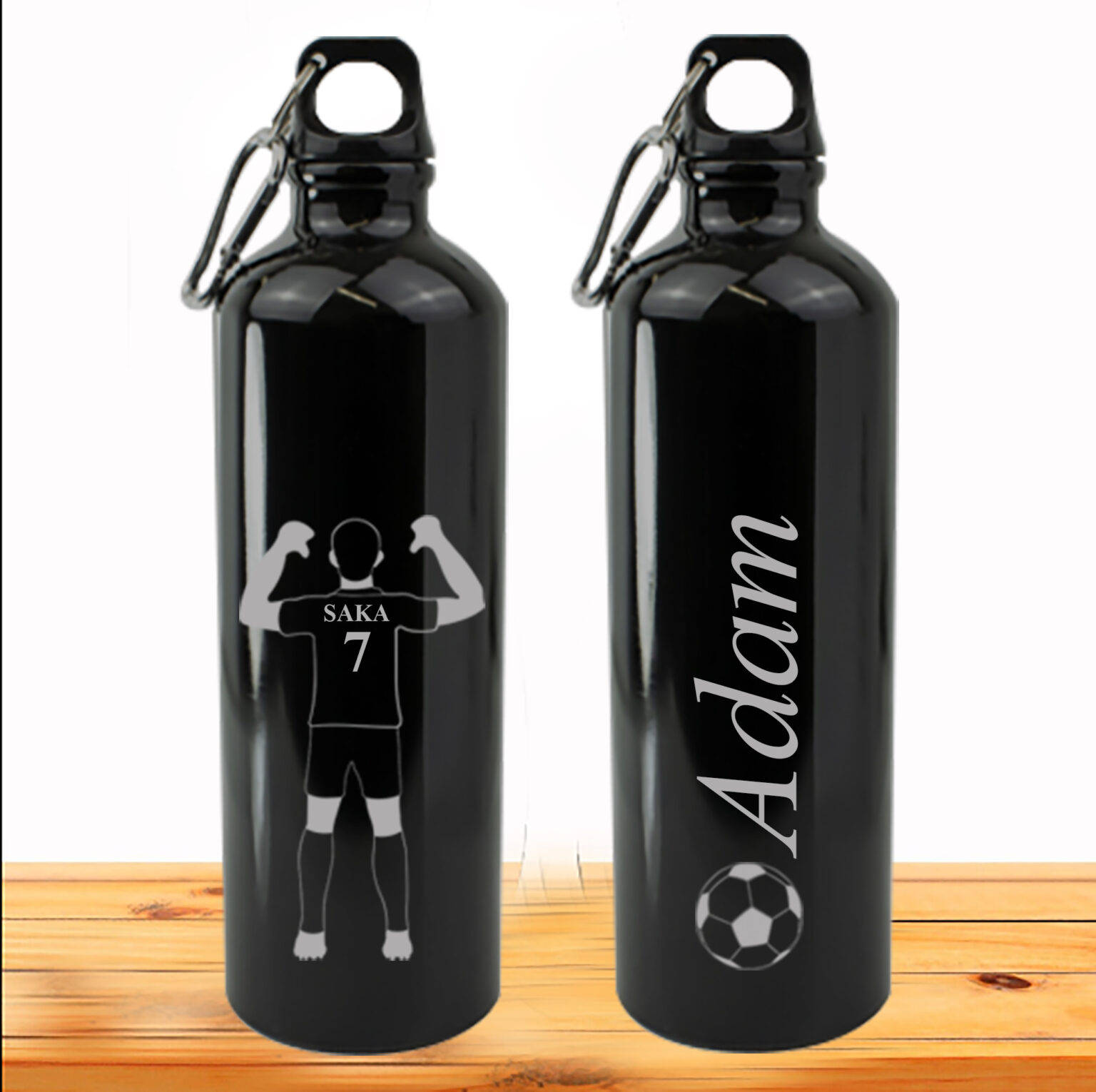 Engraved Sports bottle Personalised Football Design Aluminium Water ...