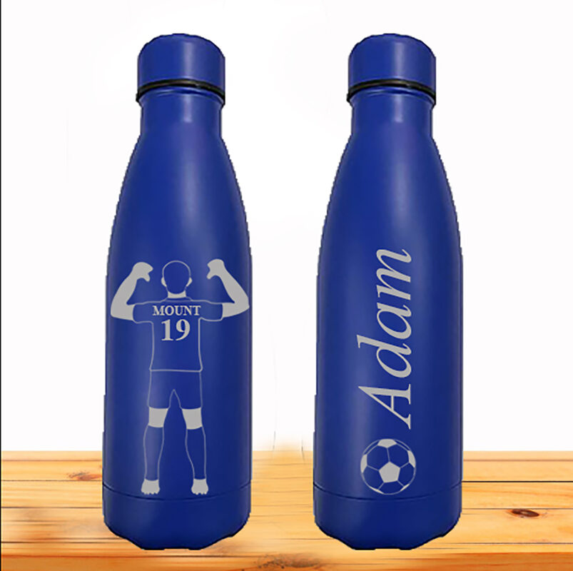 Engraved Chilly bottle Personalised Football Design Insulated Water ...