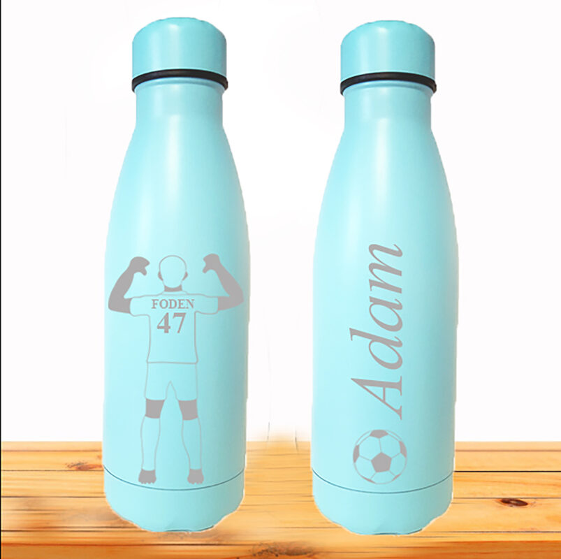 Engraved Chilly bottle Personalised Football Design Insulated Water ...
