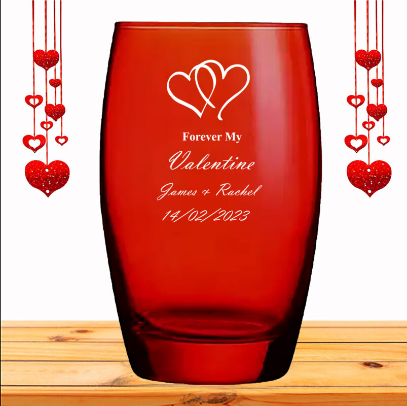 Personalised Engraved Valentine's Day Heart Red Hi Ball Skeletons ...