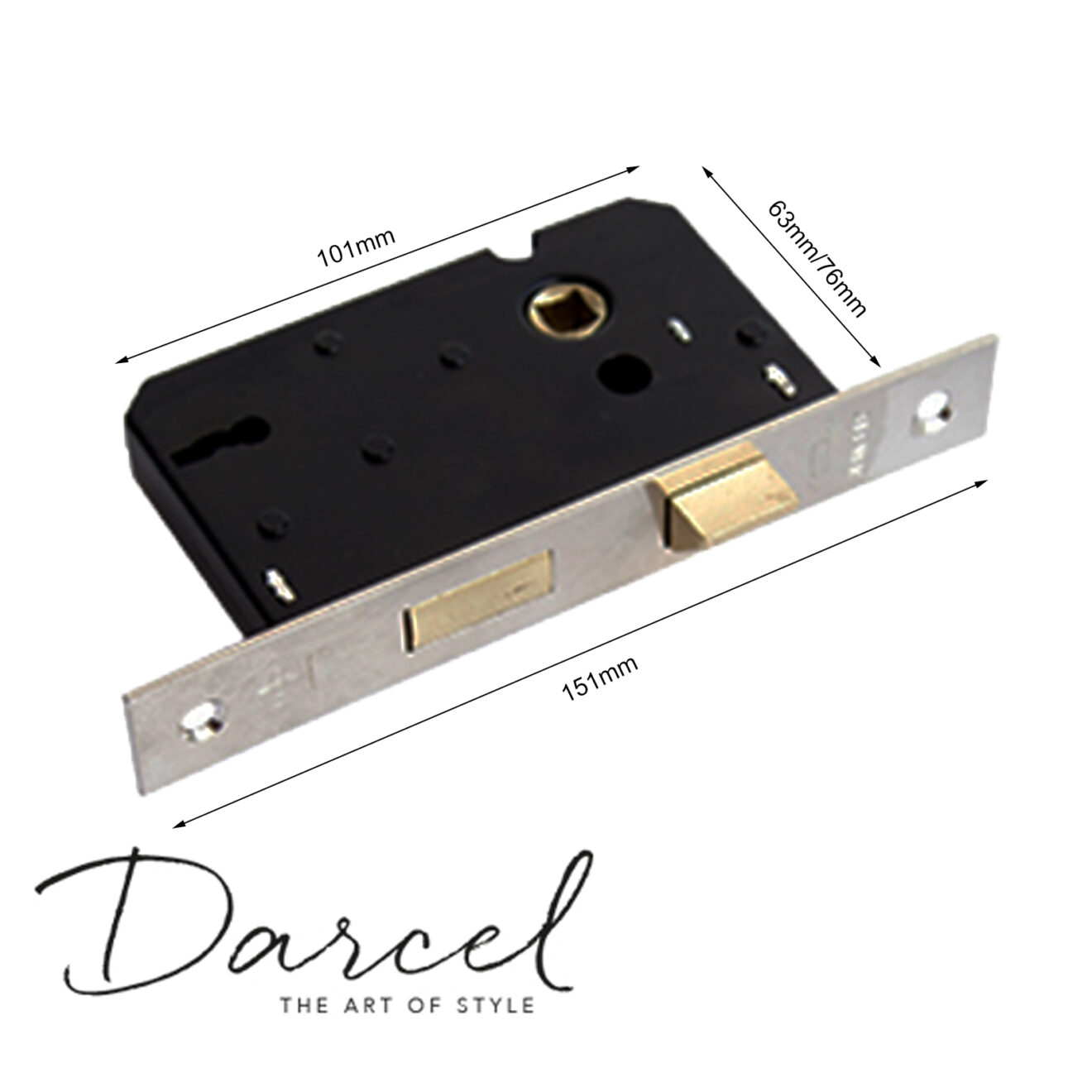 Sash Lock 3 Lever 63mm/76mm Mortice Lock - Satin Nickel - Vault Nw