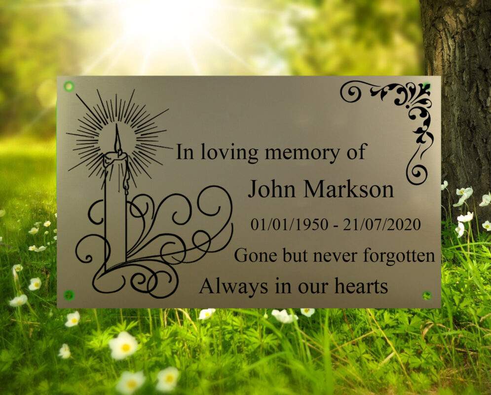 Engraved Memorial Plaque Personalised Copper/Silver/Gold Effect ...