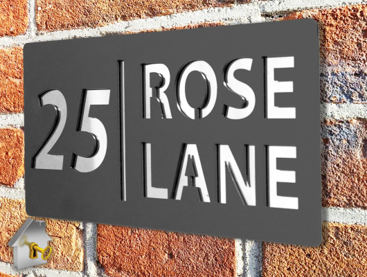 Contemporary House Number Acrylic Door Sign 30cm x 15cm - Vault Nw